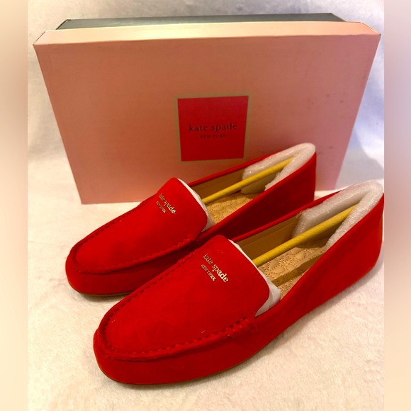 kate spade | Shoes | Kate Spade Bright Red Suede Loafers | Poshmark